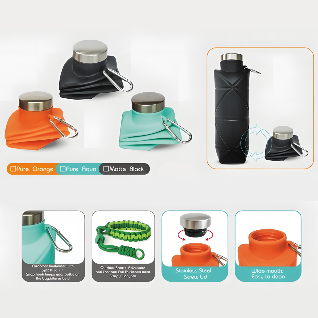 Silicone Collapsible / Folding Portable Bottle | 700ml – Giftoo
