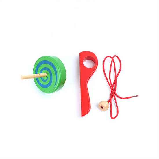 Classic Wooden Pull-String Spinning Top – Giftoo