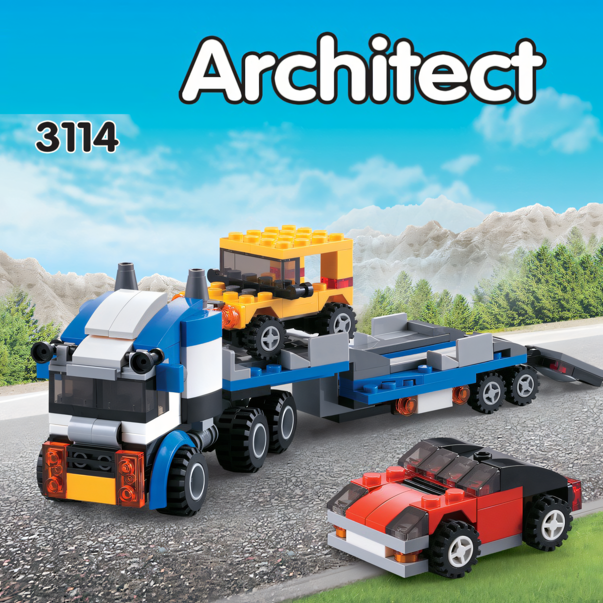 Vehicle Transporter 3-in-1 – 264+ Pcs DIY Construction Set – Giftoo