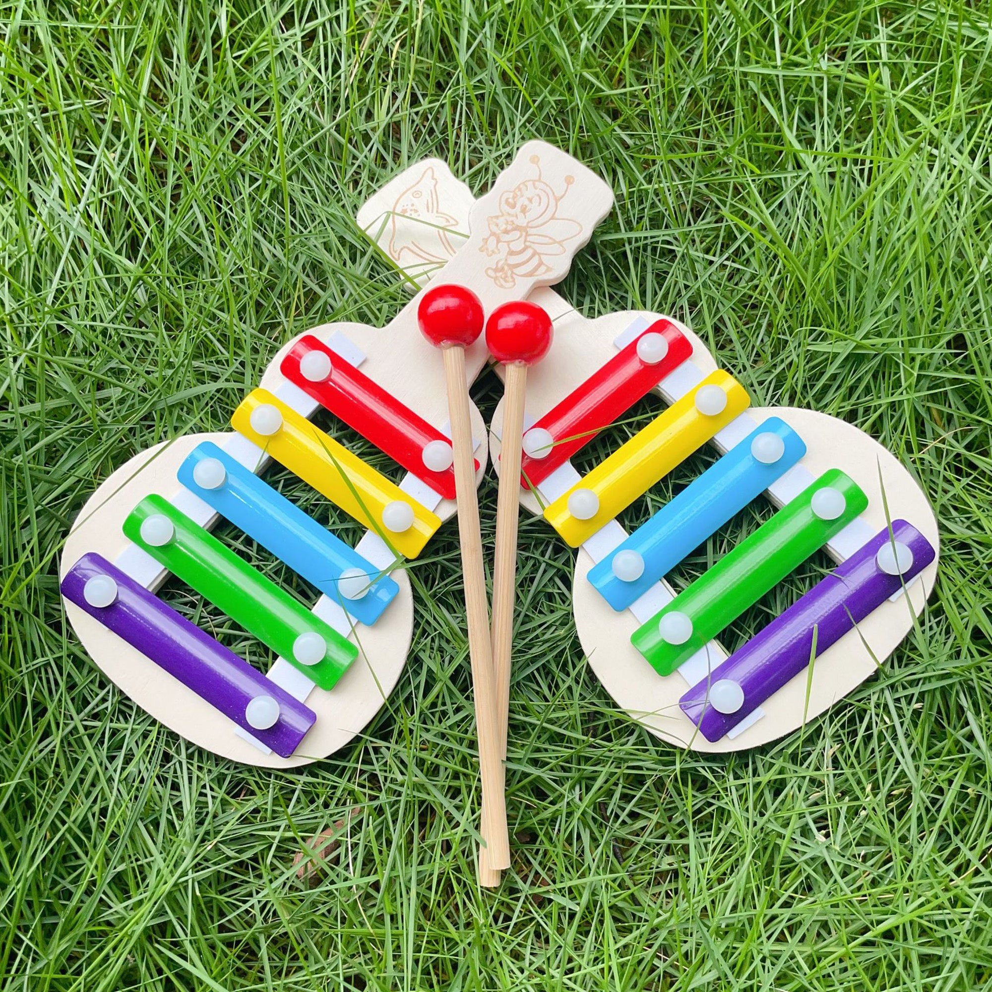 Mini Wooden Guitar Xylophone – 5-Key Musical Instrument Toy – Giftoo